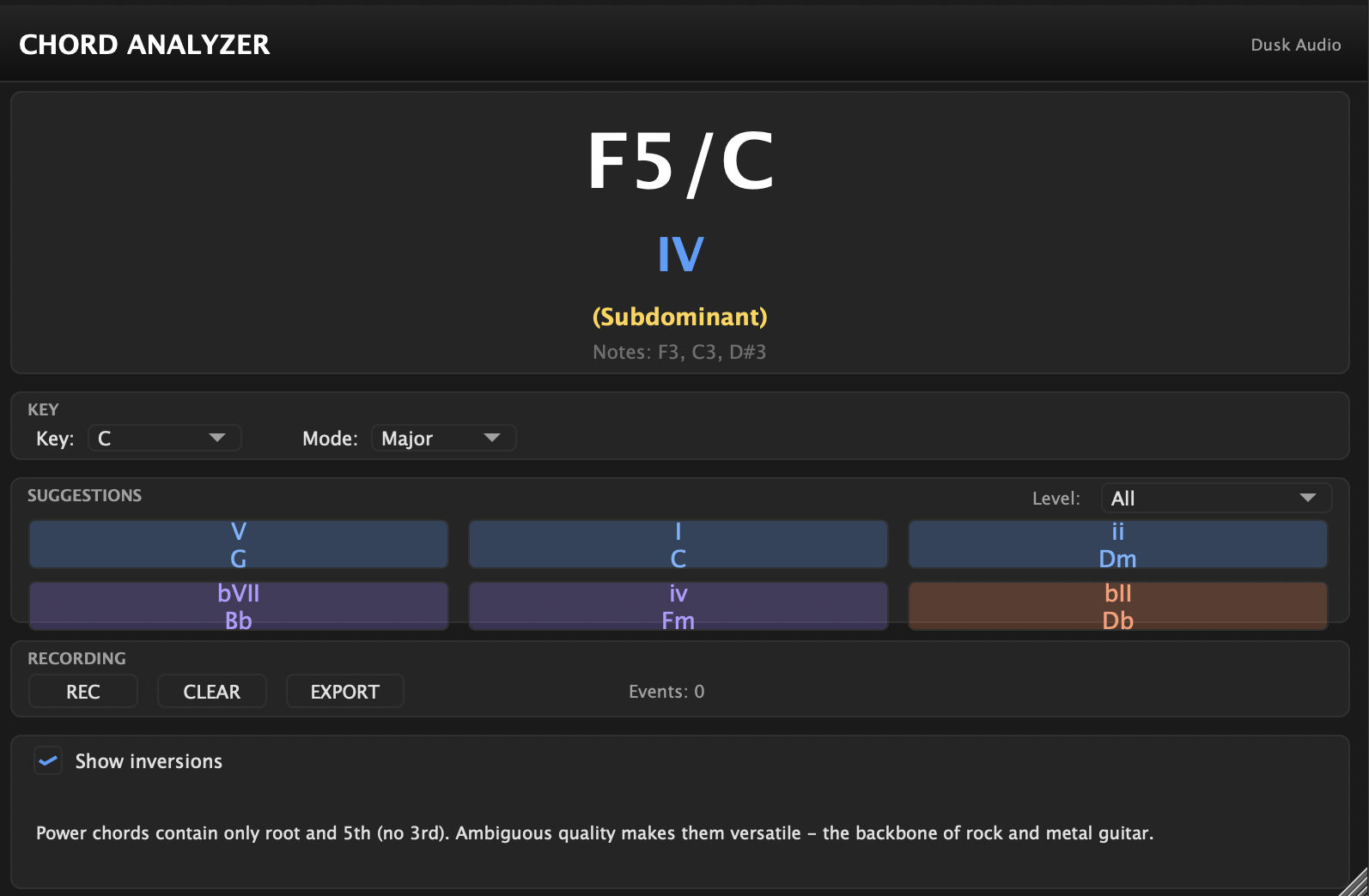 Chord Analyzer by Dusk Audio - Chord Detection Plugin VST3 Audio Unit LV2