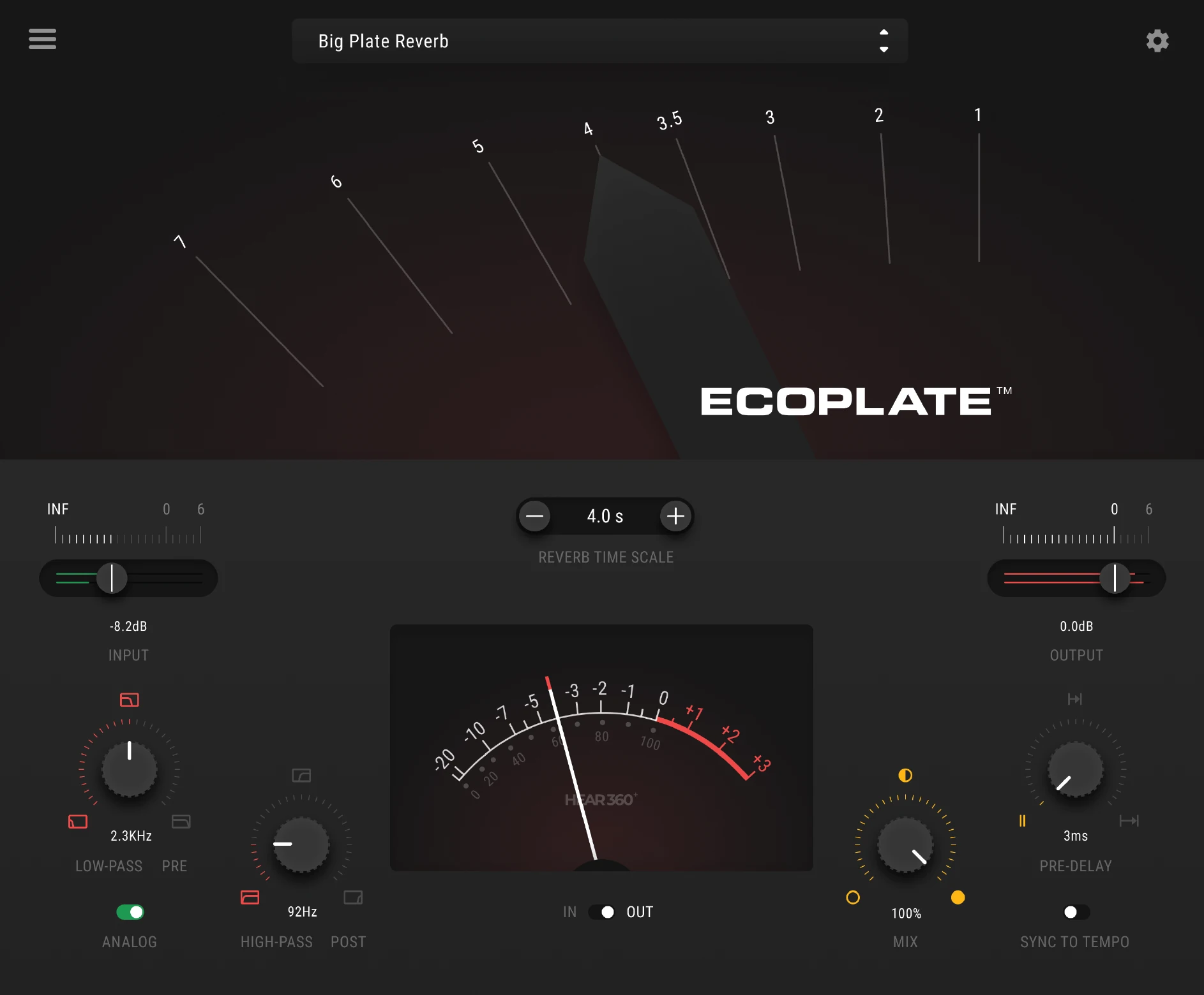 EcoPlate by HEAR360 - Plate Reverb Plugin VST3 Audio Unit AAX