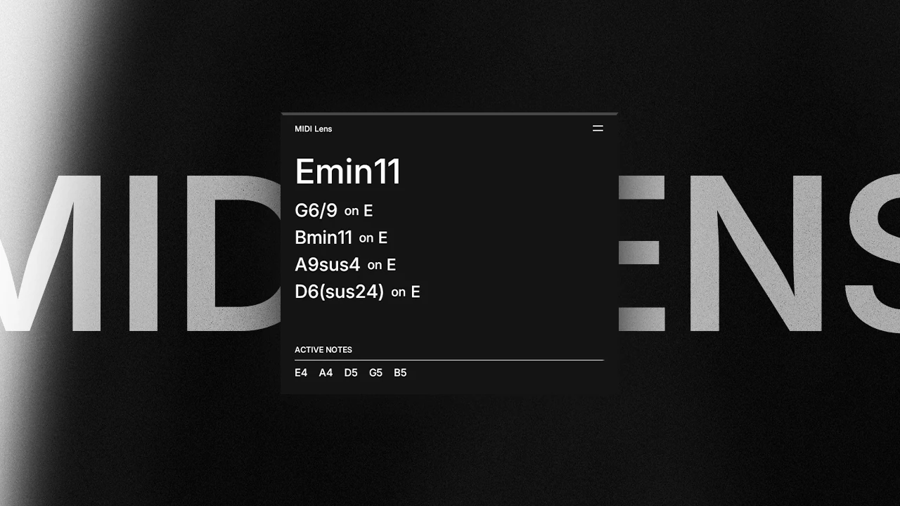 MIDI Lens by GBXIN - MIDI Chord Visualizer Plugin VST3 CLAP