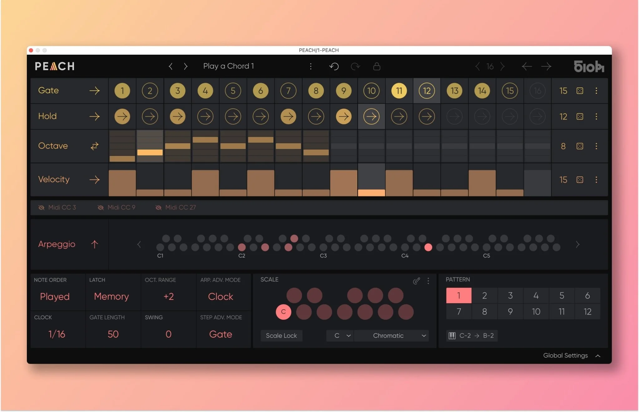 PEACH by 510k - Polymetric Arpeggiator Plugin VST VST3 Audio Unit AAX