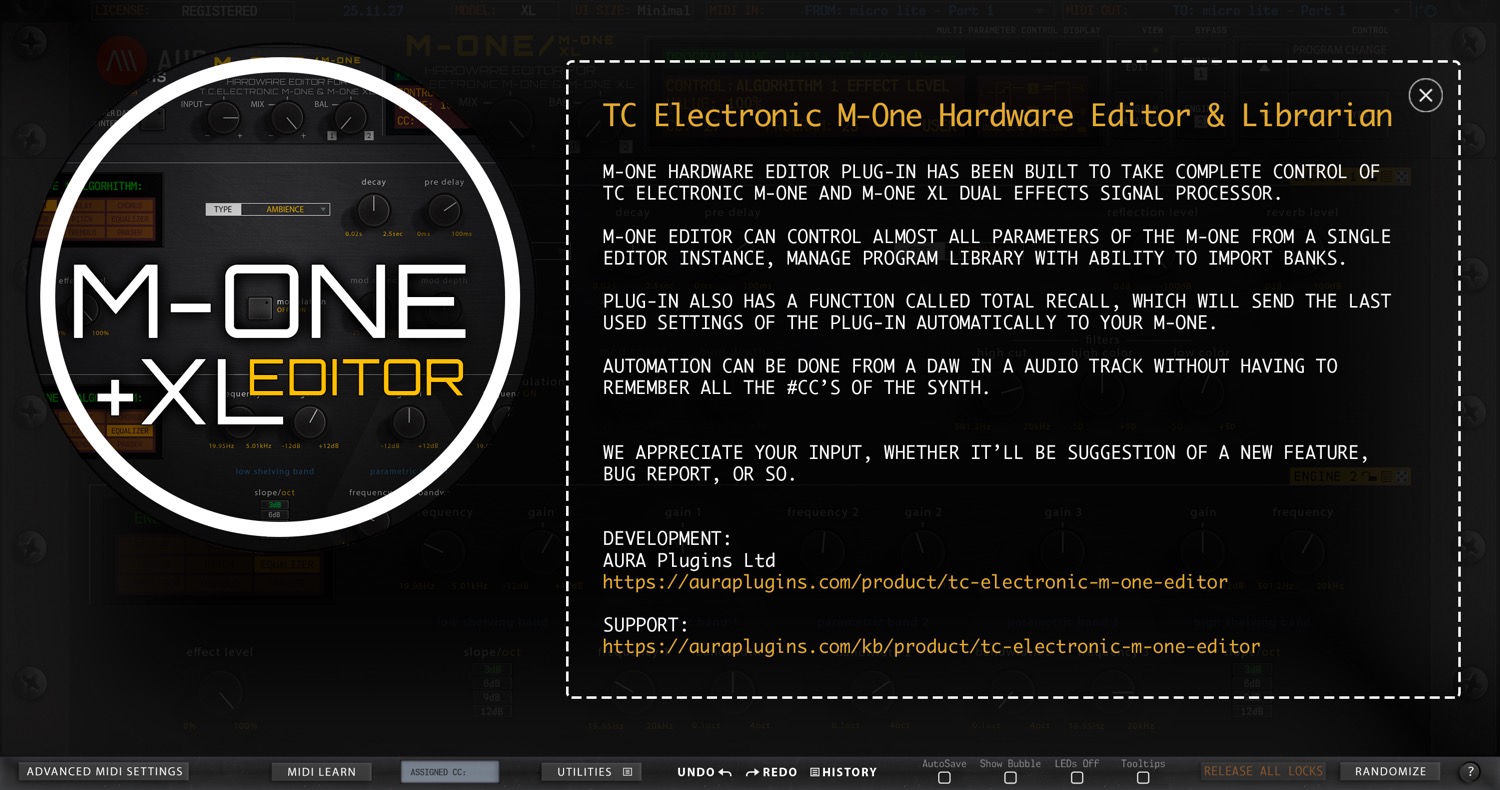 TC Electronic M-One Editor & Librarian by AURA Plugins - MIDI Editor ...
