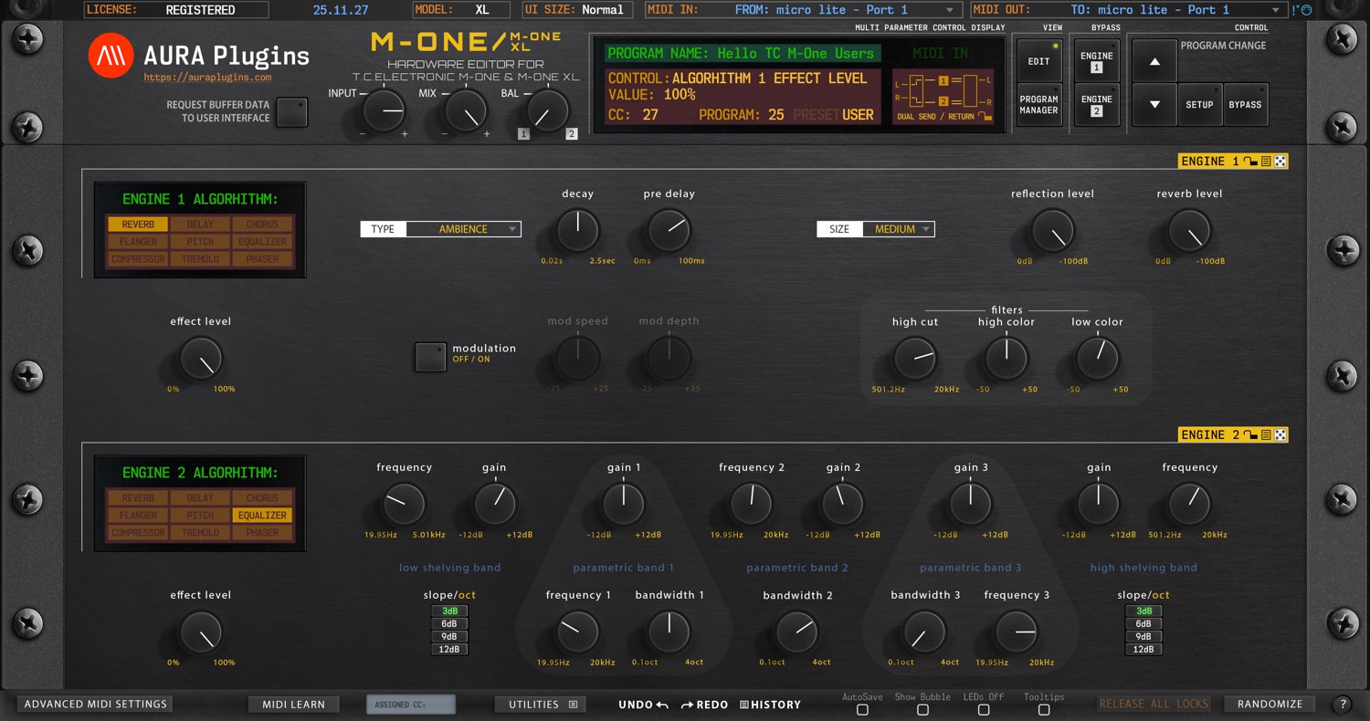 TC Electronic M-One Editor & Librarian by AURA Plugins - MIDI Editor ...