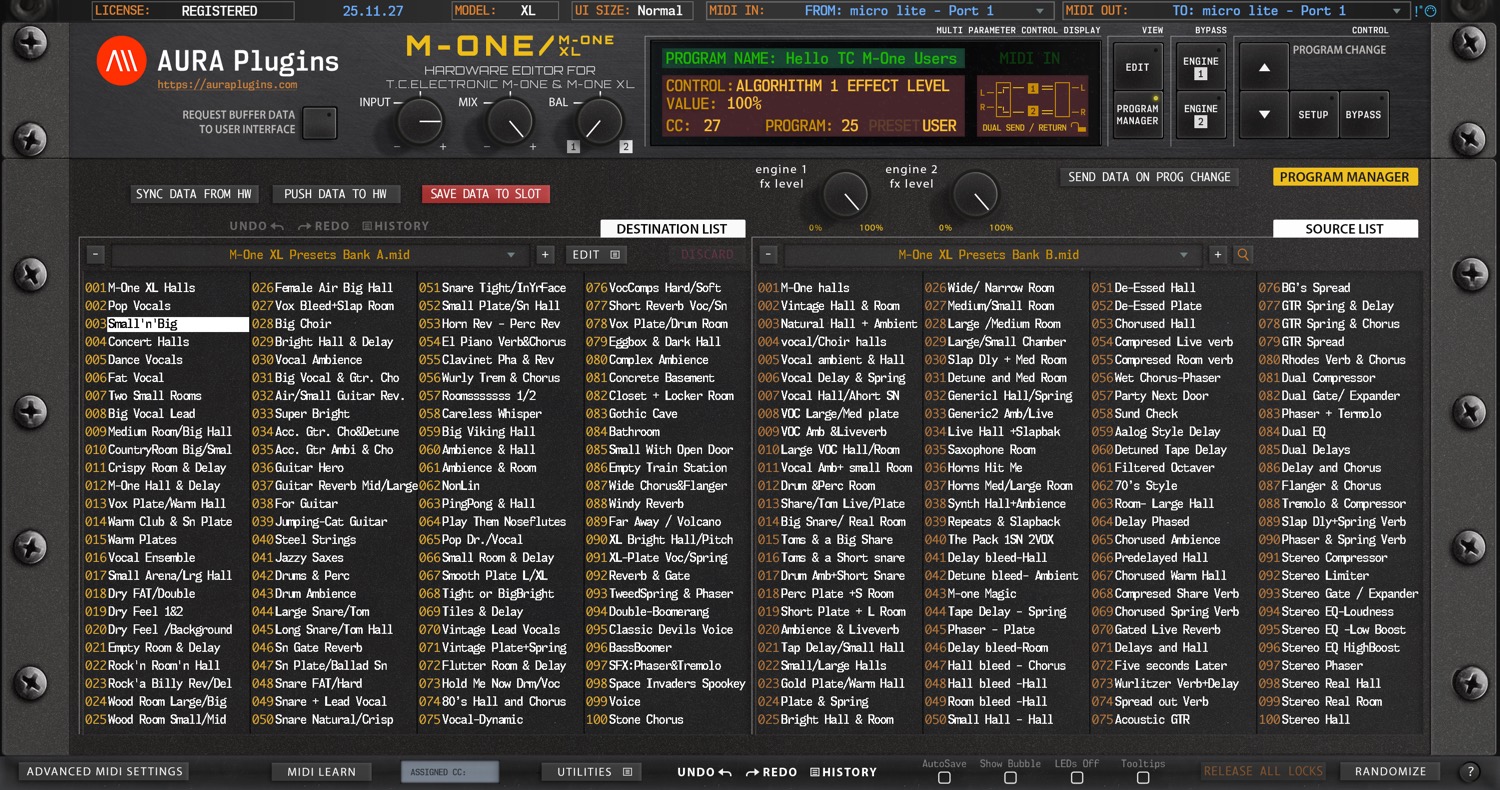 TC Electronic M-One Editor & Librarian by AURA Plugins - MIDI Editor ...