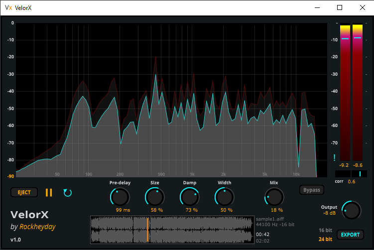 VelorX - Spatial Reverb by Rockheyday - Reverb Plugin VST3