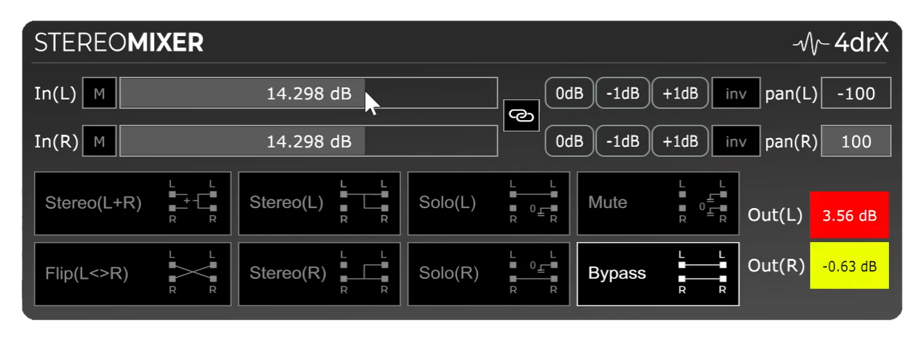 StereoMixer by 4drX - Panner Plugin VST3 Audio Unit AAX